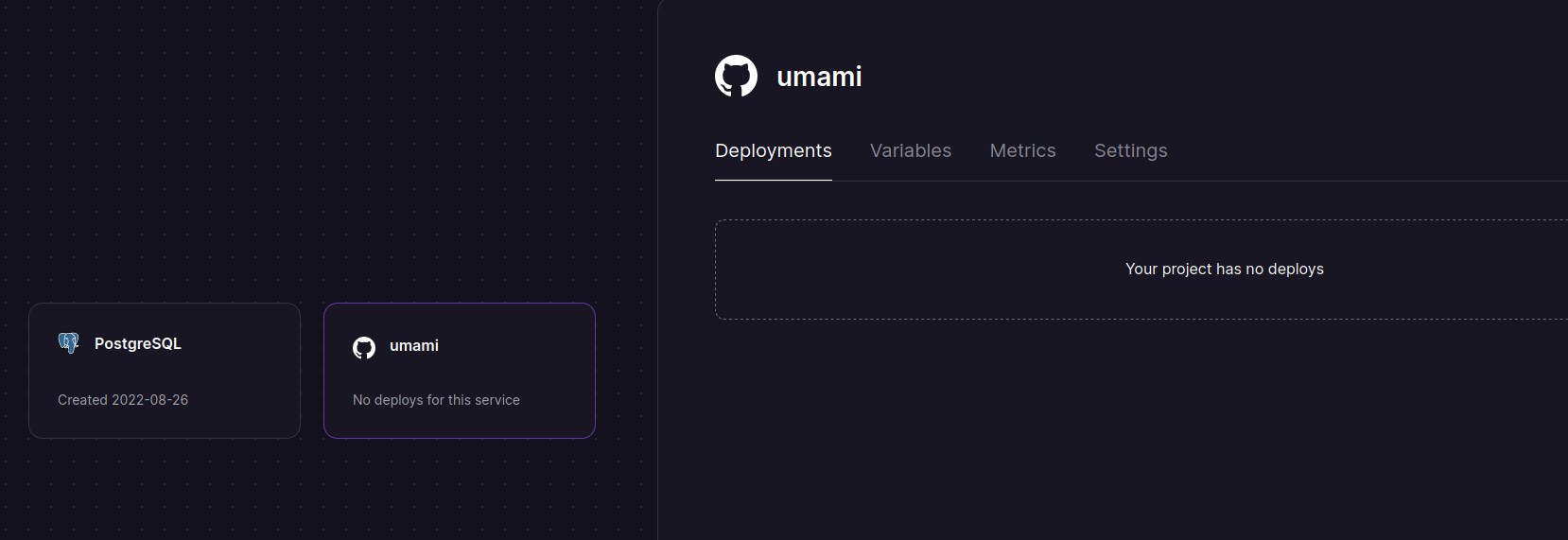 Railway: No deploys for this service · Issue #1462 · umami-software/umami · GitHub