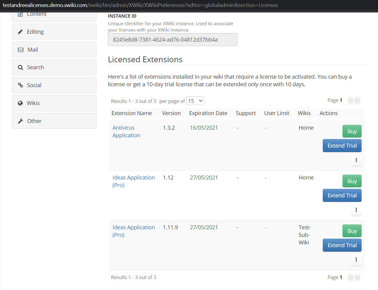 Showing two lines with buy and extend trial options when a Pro app is installed on multiple ...