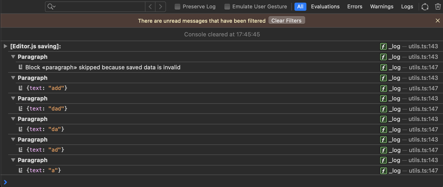 console show 'Editor.js saving' log is too much times and poor peformance when paste more than ...