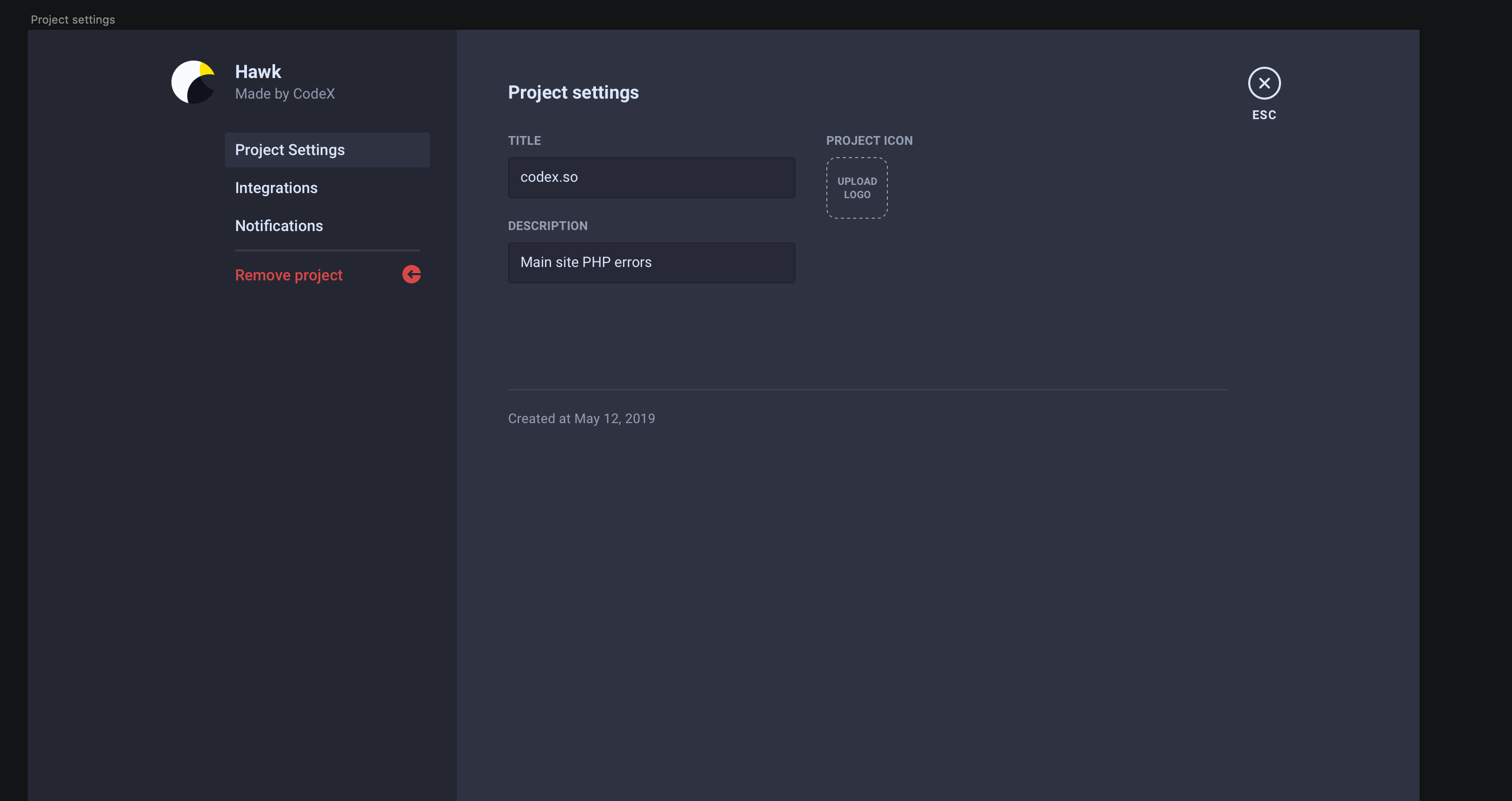 Create Project Settings page · Issue #171 · codex-team/hawk.garage · GitHub