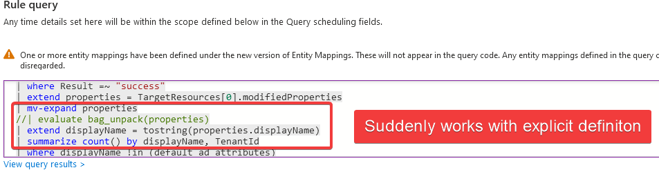 Incident rule using bag_unpack not defining columnname in scheduled rule · Issue #6175 · Azure ...
