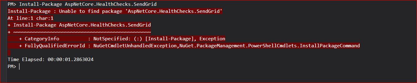 Error Installing Aspnetcorehealthcheckssendgrid · Issue 534 · Xabarilaspnetcorediagnostics