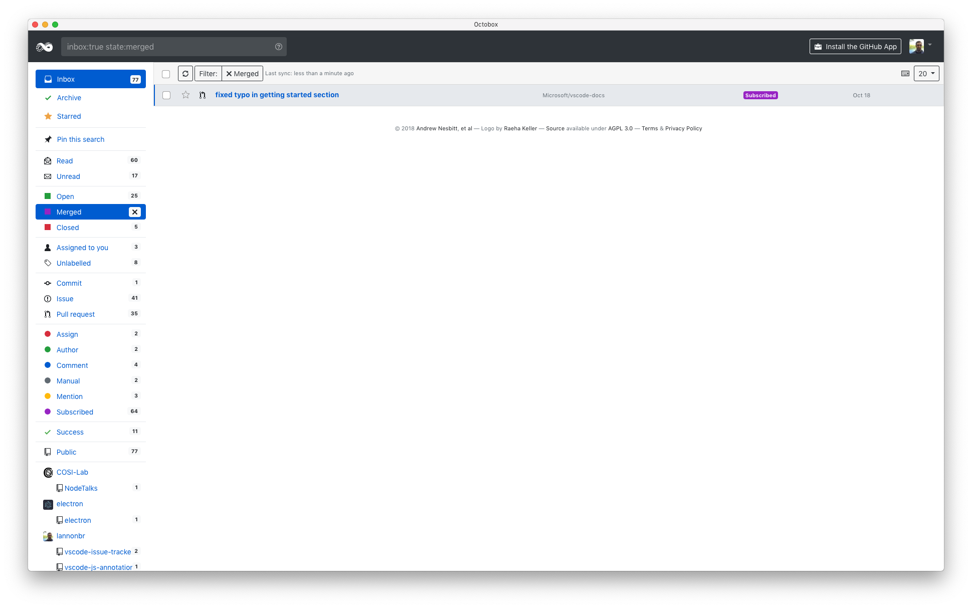 Repo Which Added Github Repo Has Some New Features But Not Others · Issue 1125 · Octobox