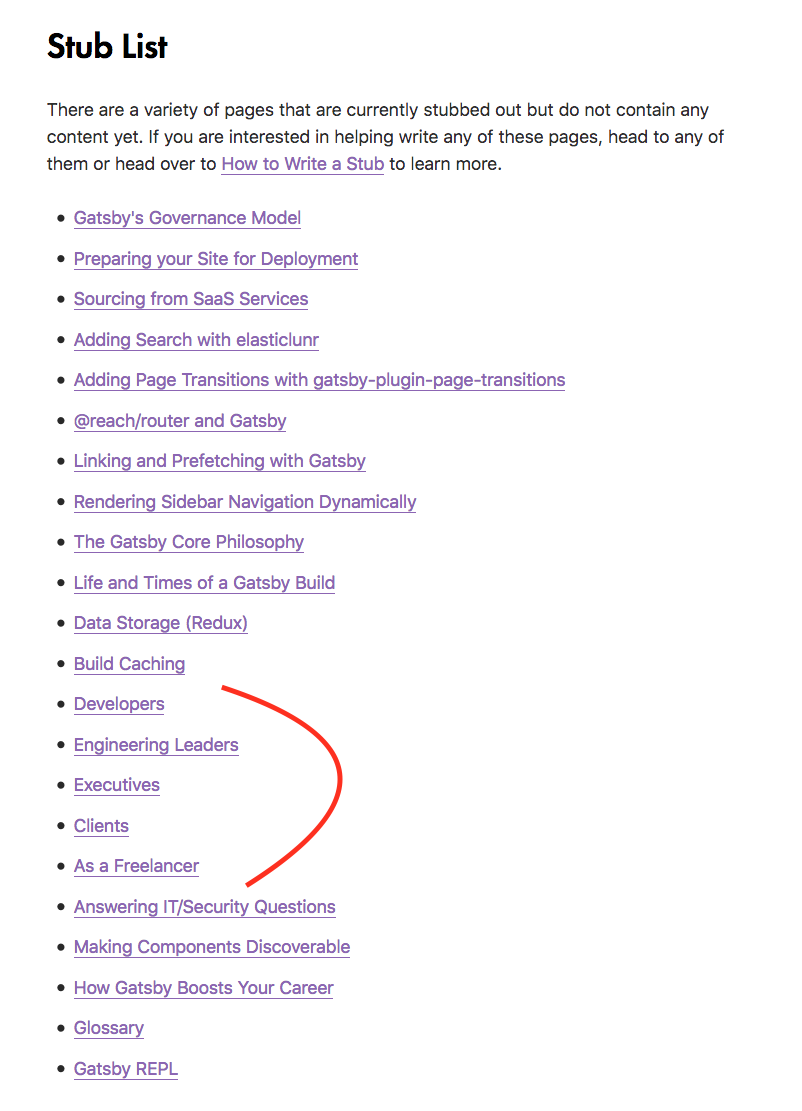 [docs] Improve stub-list to group similar stubs · Issue #13474 · gatsbyjs/gatsby · GitHub