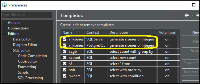 SQL Editor Templates don't filter based on context · Issue #16121 ...
