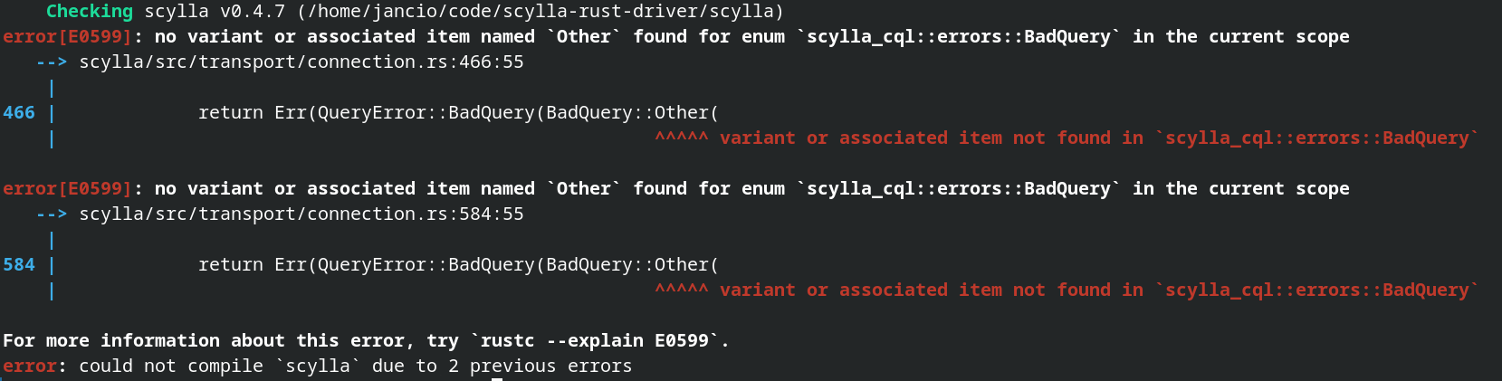 Main doesn't compile · Issue #532 · scylladb/scylla-rust-driver · GitHub