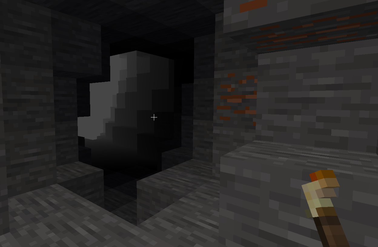 Cave fog is gray and reveals cave structure when you stand near a light ...