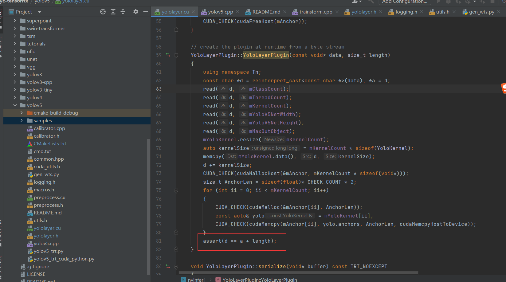 Tensorrt加载engine报错Assertion `d == a + length' failed，求指教 · Issue #1192 · wang-xinyu/tensorrtx ...