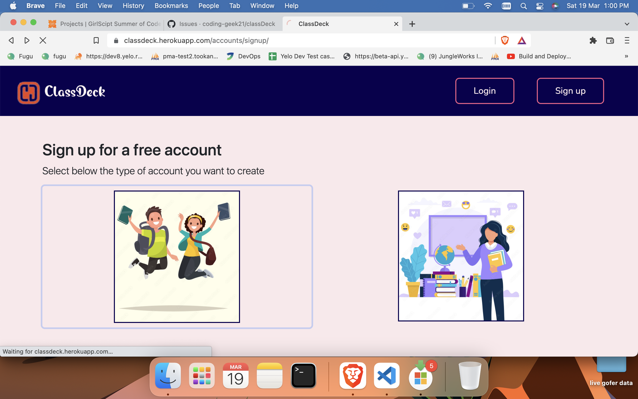 Selection of account type and its title · Issue #71 · coding-geek21/classDeck · GitHub