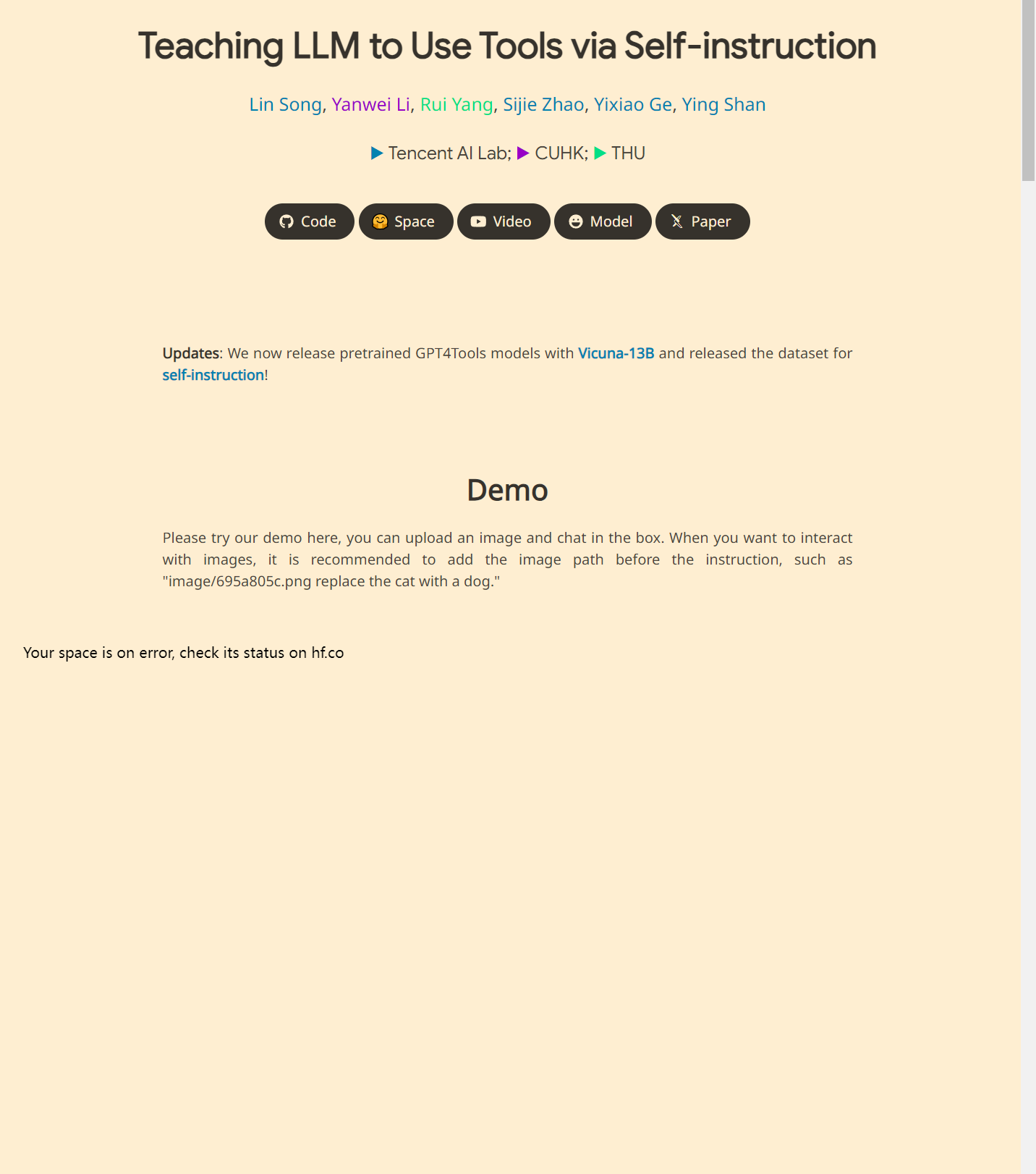 demo · Issue #21 · AILab-CVC/GPT4Tools · GitHub