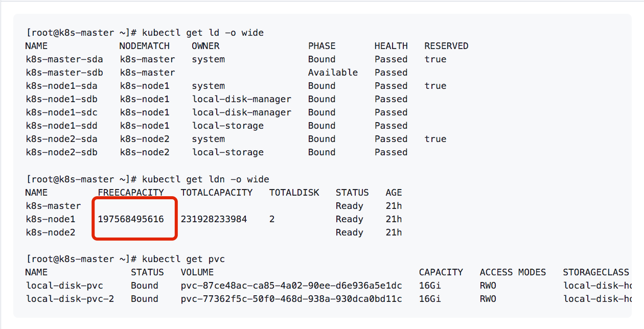 [local-disk-manager] When a pod uses 2 pvcs in disk mode, FREECAPACITY in ldn displays an error ...