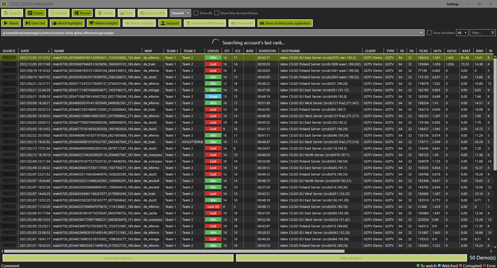Crash when searching for account's last rank · Issue #599 · akiver/cs-demo-manager · GitHub
