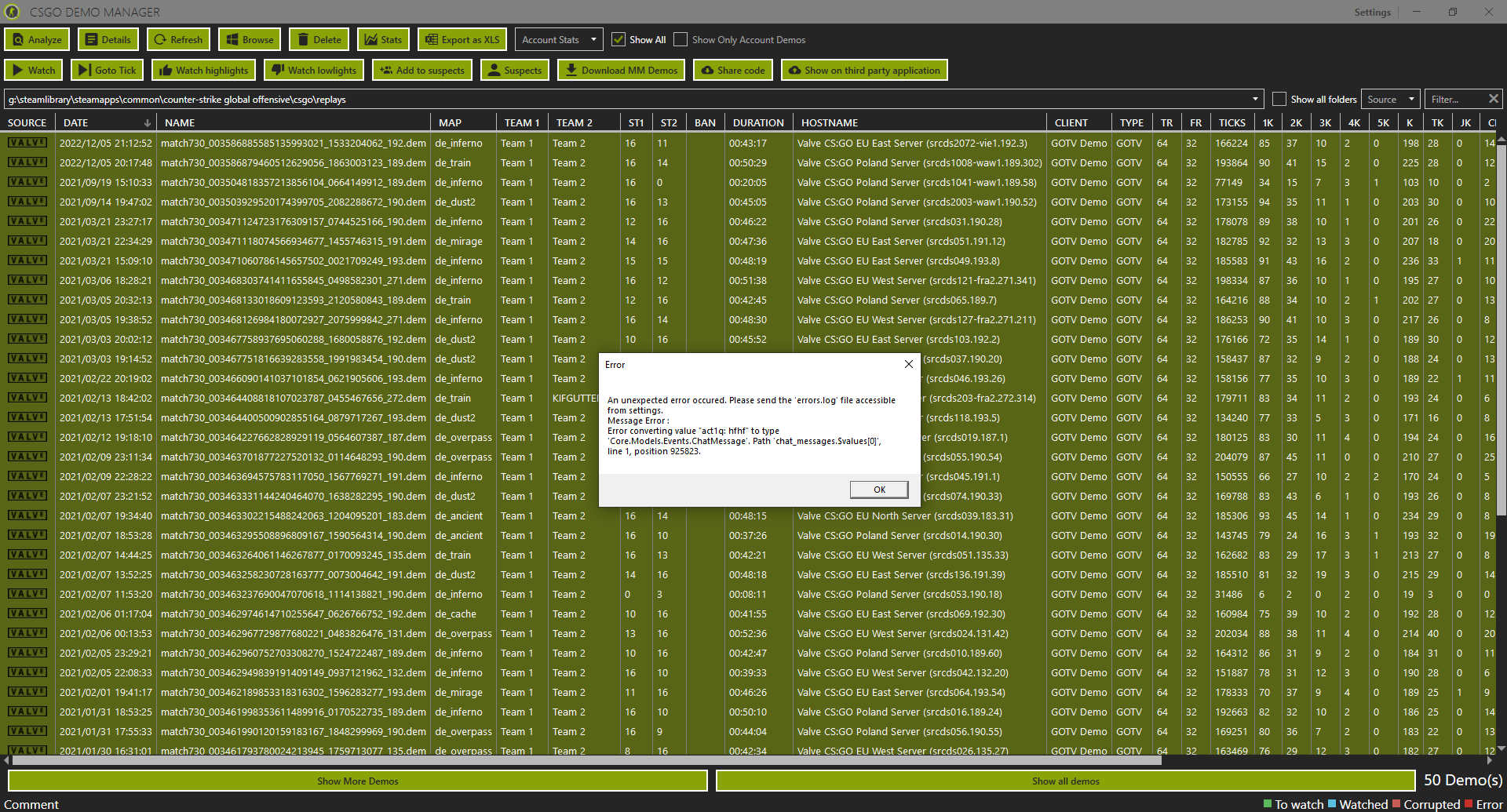 Crash when searching for account's last rank · Issue #599 · akiver/cs-demo-manager · GitHub