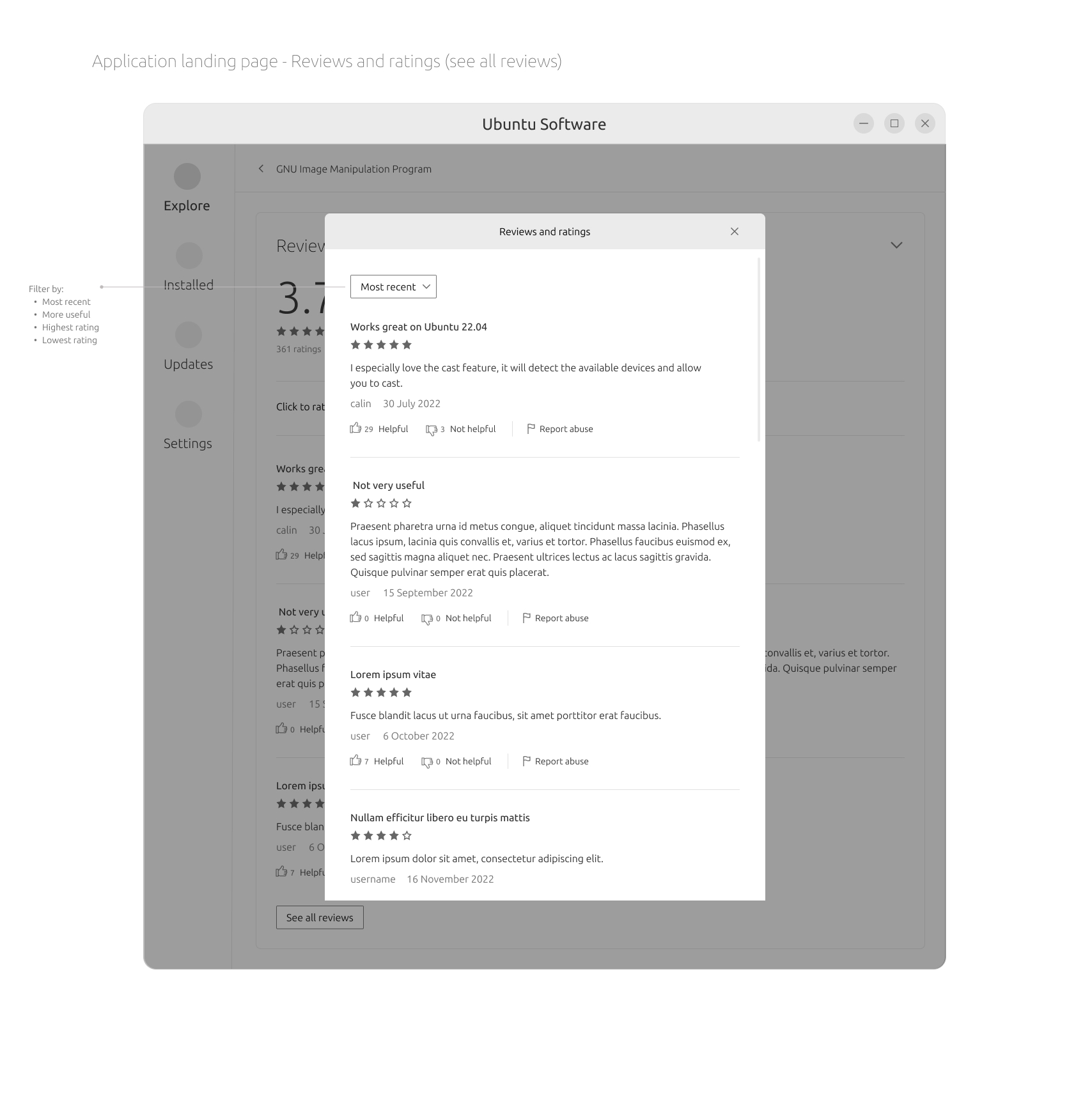 reviews: filter dropdown missing from the 'show all reviews' dropdown · Issue #1177 · ubuntu/app ...