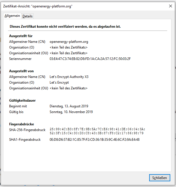 SSL certificate expired · Issue #459 · OpenEnergyPlatform/oeplatform · GitHub