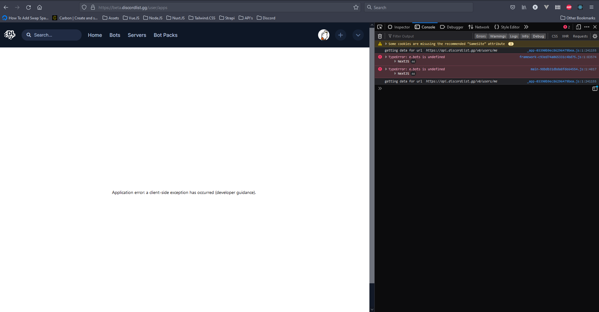 [Bug] Apps page crashes · Issue #40 · discordlist-gg/beta-issues · GitHub