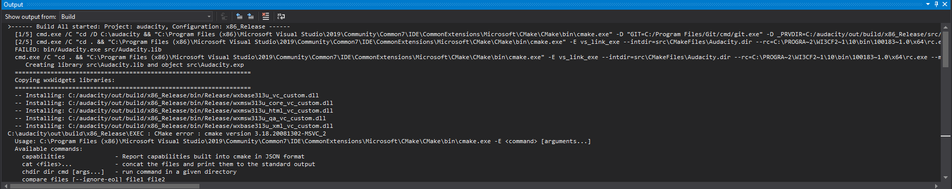 Building audacity with VS 2019 · Issue #724 · audacity/audacity · GitHub