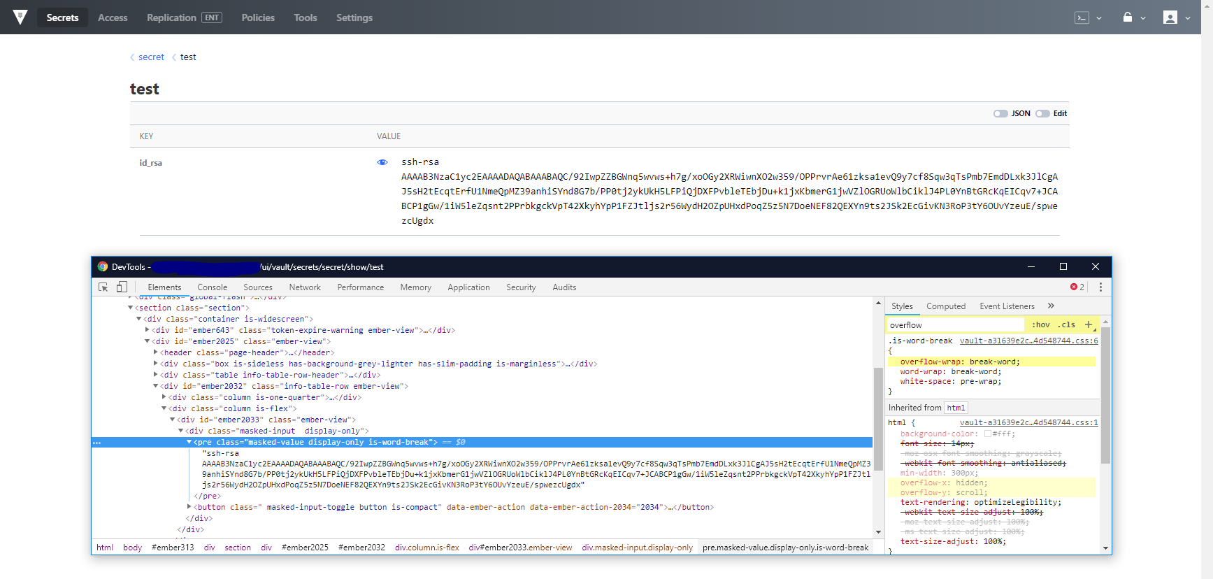 UI not word-wrapping long values · Issue #4811 · hashicorp/vault · GitHub