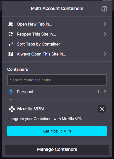 Mozilla VPN popup = poor OOBE · Issue #2589 · mozilla/multi-account-containers · GitHub