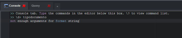 Error in console tab with the DESCRIBE command · Issue #424 · OmniDB/OmniDB · GitHub