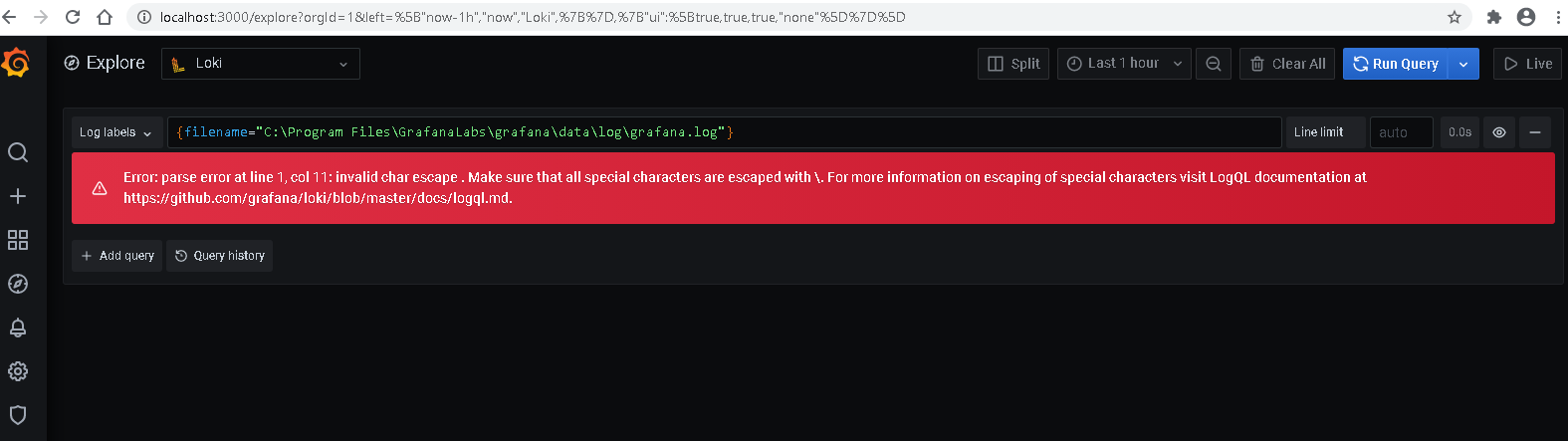 Grafana Explorere shows Parse Error · Issue #27493 · grafana/grafana · GitHub