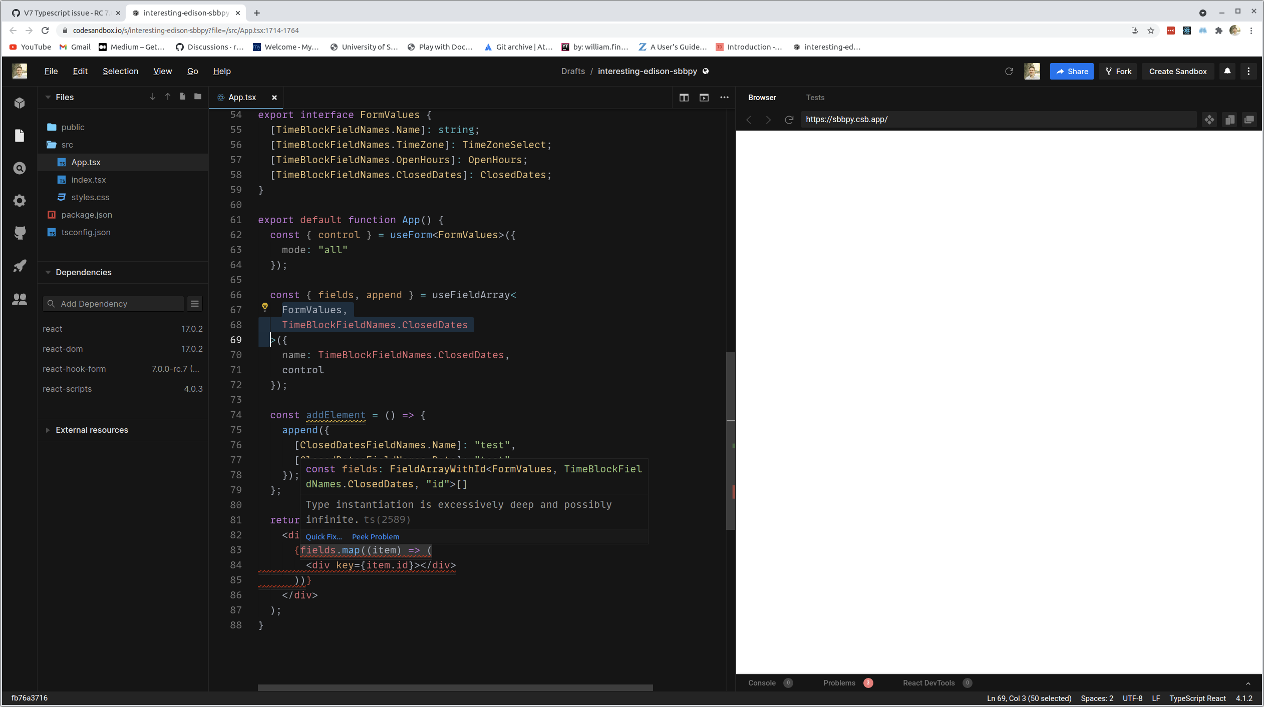 V7 Typescript issue - RC 7.0.0-rc.7 - useFieldArray append issue · Issue #4499 · react-hook-form ...