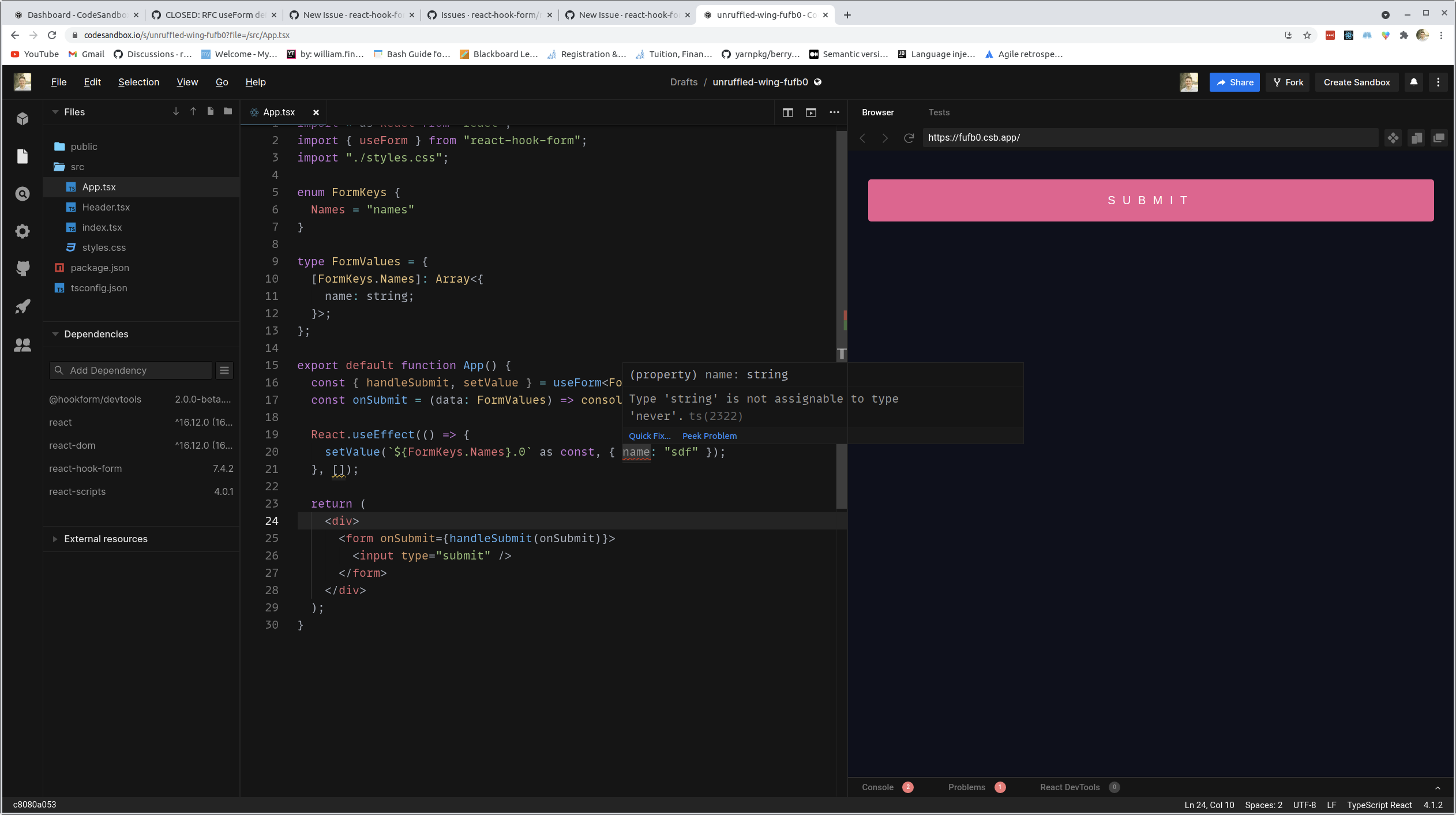 Typescript Issue SetValue Path Throws Error With Enum Issue 5115 