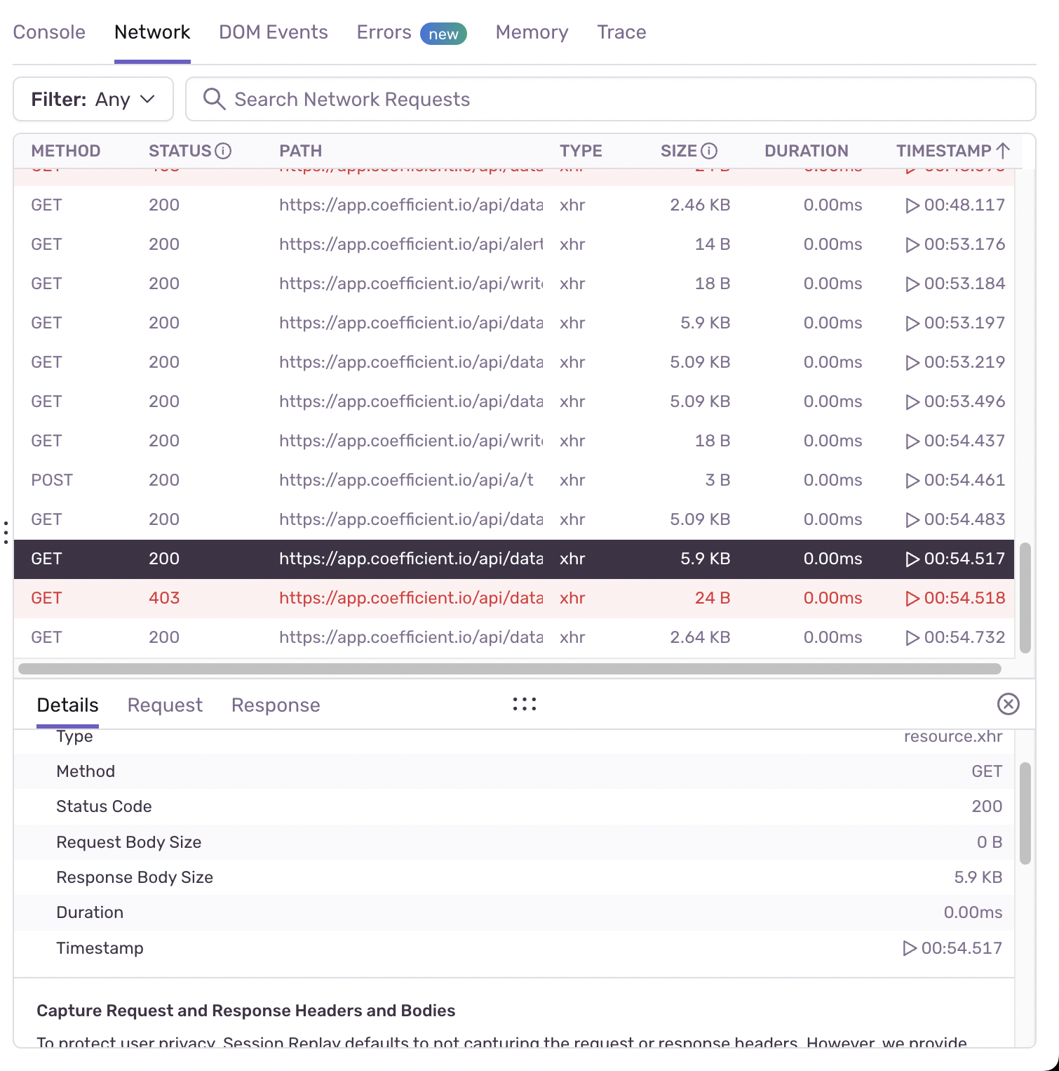 Duration is always 0 for network requests to 1st party domain in Sentry Replays · Issue #52790 ...