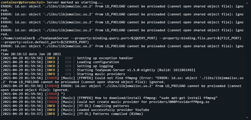 Tea Speak server · Issue #1128 · pelican-eggs/eggs · GitHub