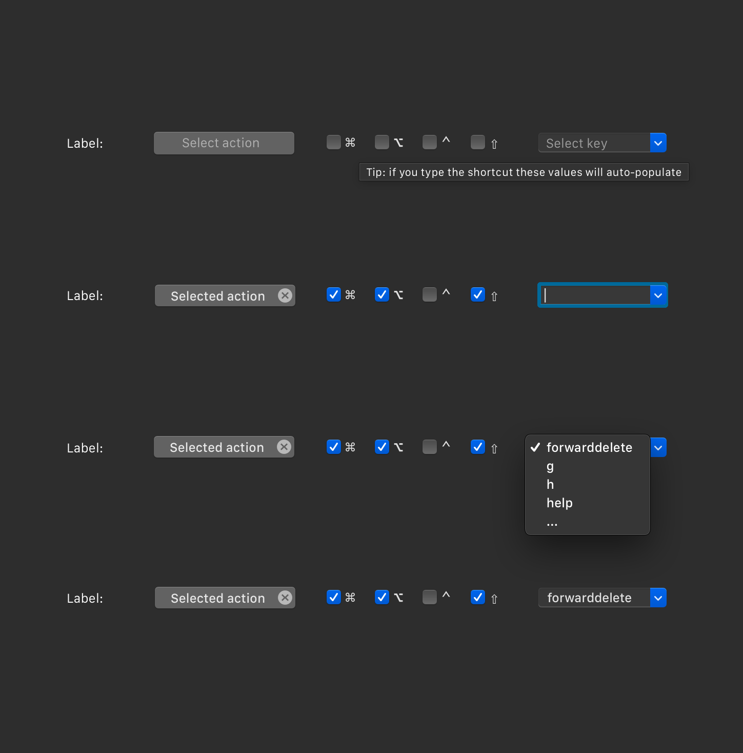 Replace shortcut dropdown menus with textbox that detects keystrokes · Issue #1919 · CommandPost ...
