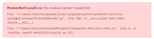 matplotlib not recognized, runs fine on local machine · Issue #408 ...