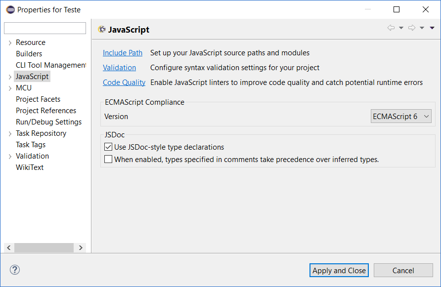 MCU Menu should not be displayed in projects of other languages, as the CDT options do not ...