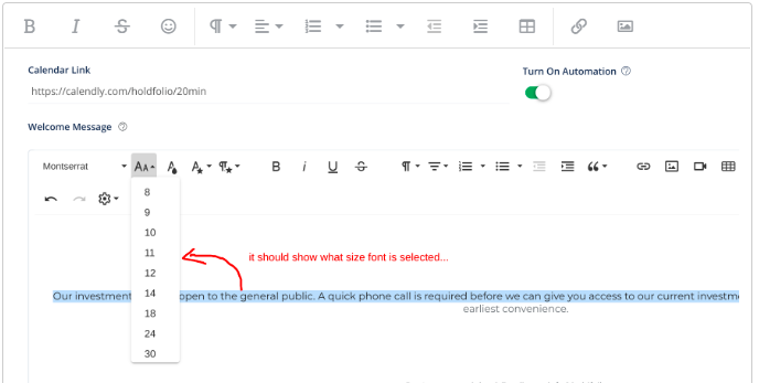 highlight what size font the current text is? · Issue #236 · froala ...