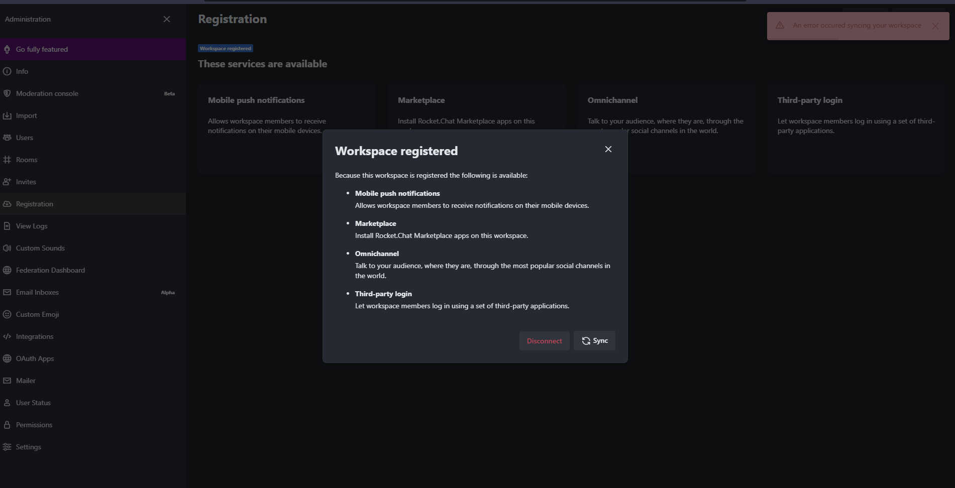 Re Register Rocketchat Server to Cloud Rocketchat Workspace · Issue #29994 · RocketChat/Rocket ...