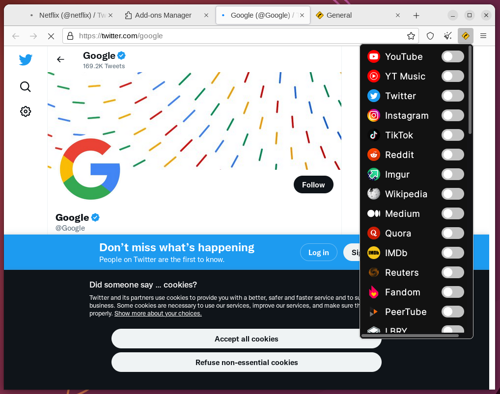 Not working on Ubuntu 22.04/22.10 in Tor Browser v11.5.4? · Issue #503 · libredirect/browser ...