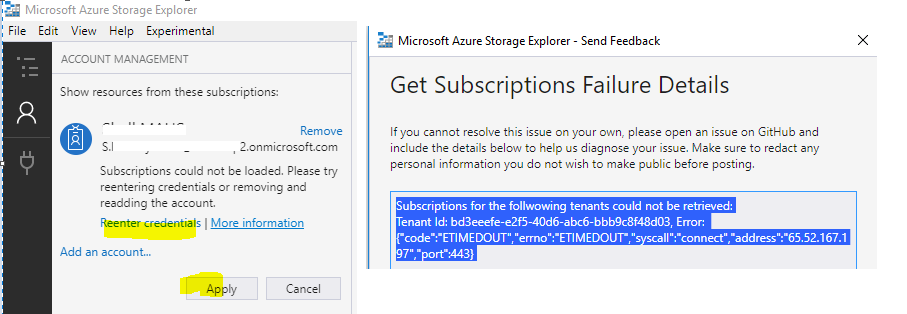 Storage Explorer Subscription cannot be loaded · Issue #996 · microsoft/AzureStorageExplorer ...