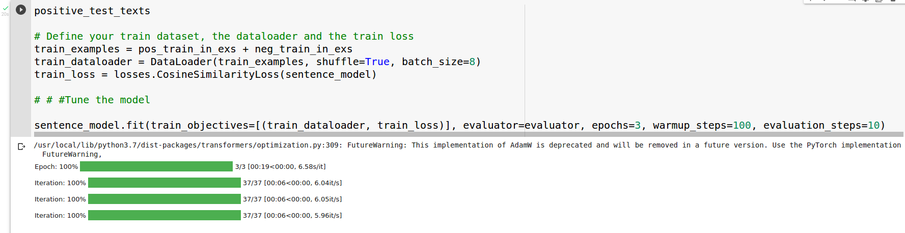 .fit doesn't print any loss value . · Issue #1498 · UKPLab/sentence-transformers · GitHub