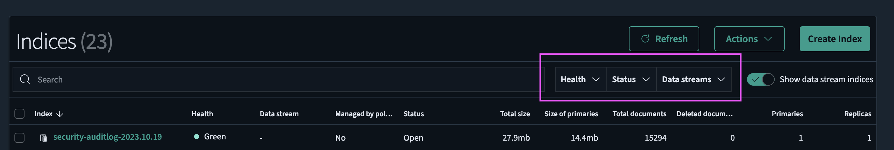 [FEATURE] Add filters to index management / indices page · Issue #5311 · opensearch-project ...