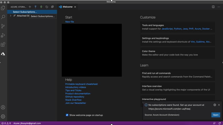Can't select subscriptions · Issue #891 · microsoft/vscode-azurestorage · GitHub
