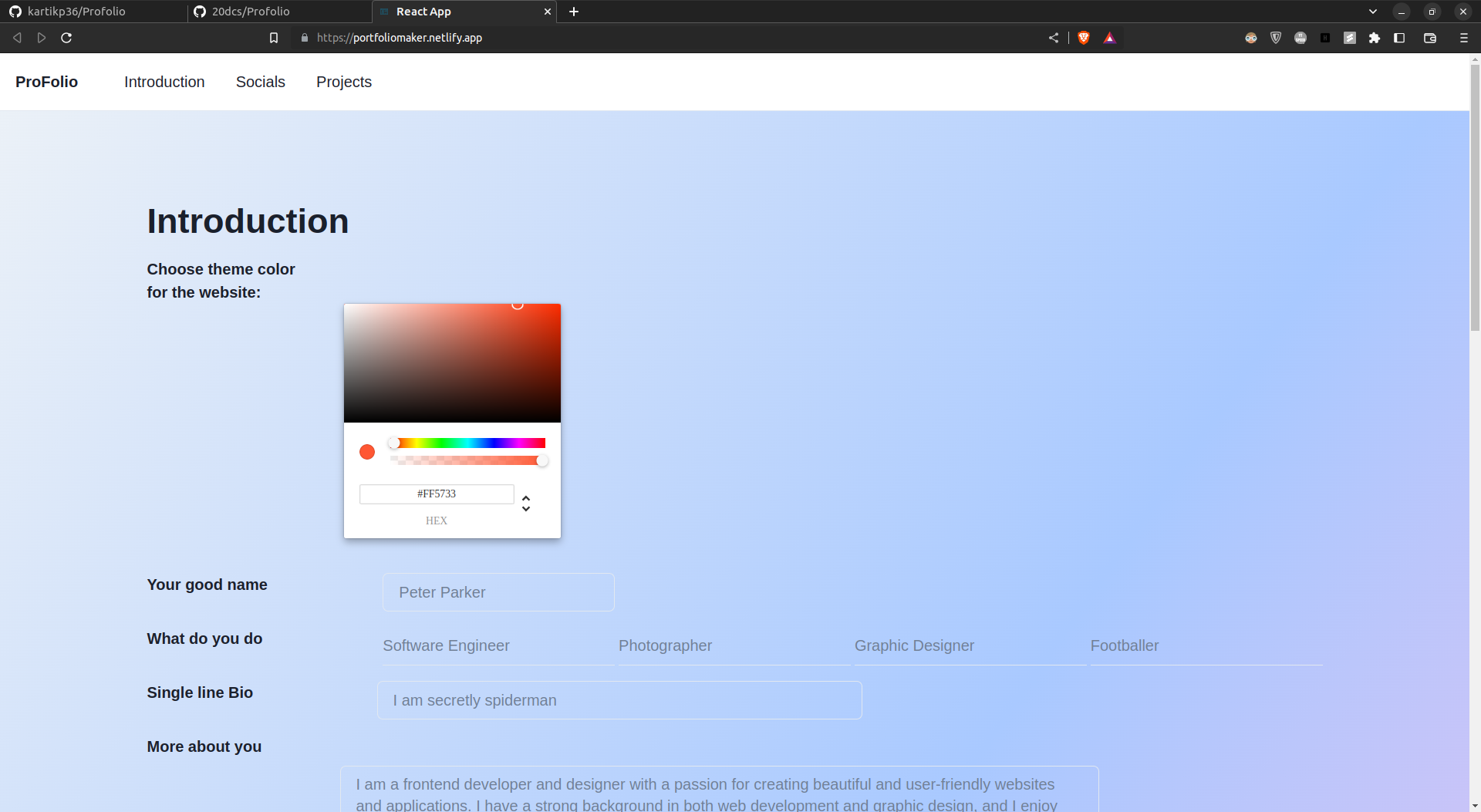 GitHub - 20dcs/profoliomaker-frontend