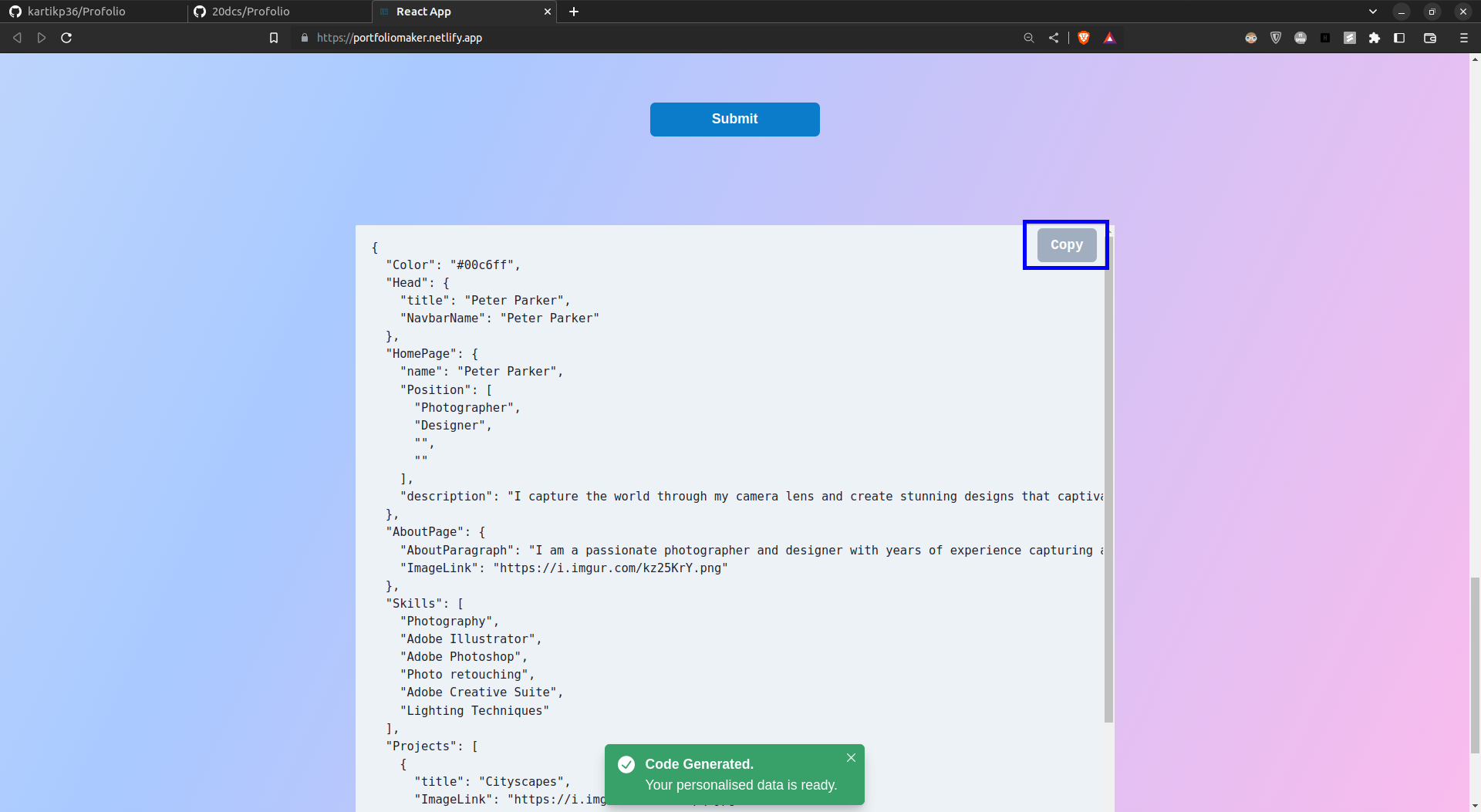 GitHub - 20dcs/profoliomaker-frontend