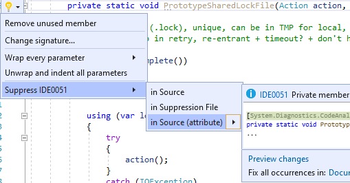 New [SuppressMessage] in source option not shown in Error List · Issue ...