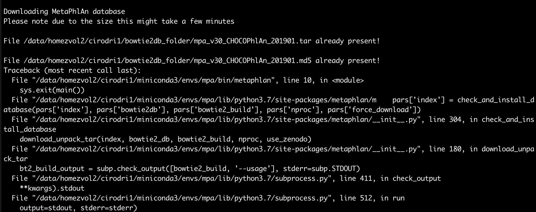 Database already present error · Issue #160 · biobakery/MetaPhlAn · GitHub