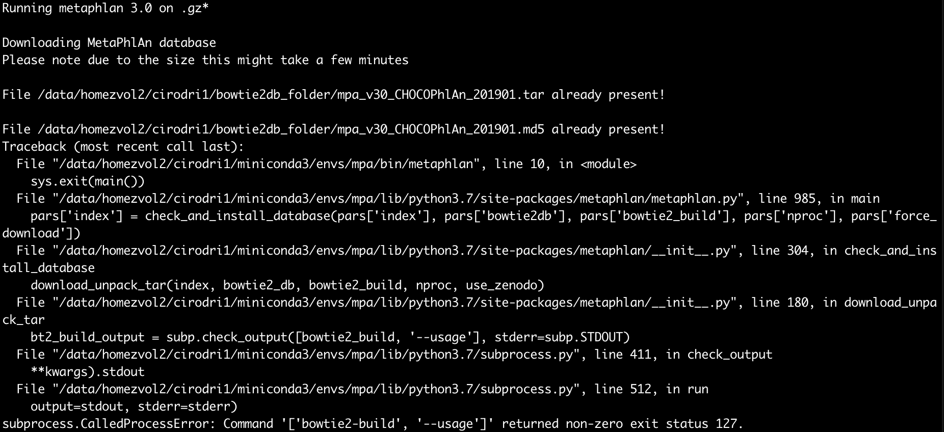 Database already present error · Issue #160 · biobakery/MetaPhlAn · GitHub
