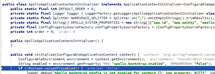 ApolloApplicationContextInitializer执行时，application.yml的配置还没有加载，导致无法获取到apollo.bootstrap.enabled变量 ...