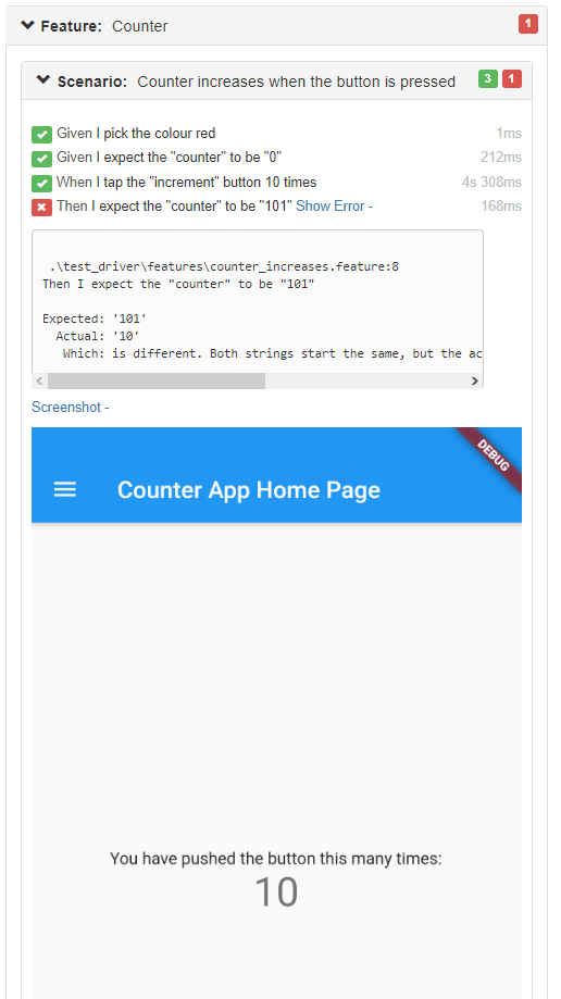 Adding inline screenshots and console logs · Issue #26 · jonsamwell/flutter_gherkin · GitHub