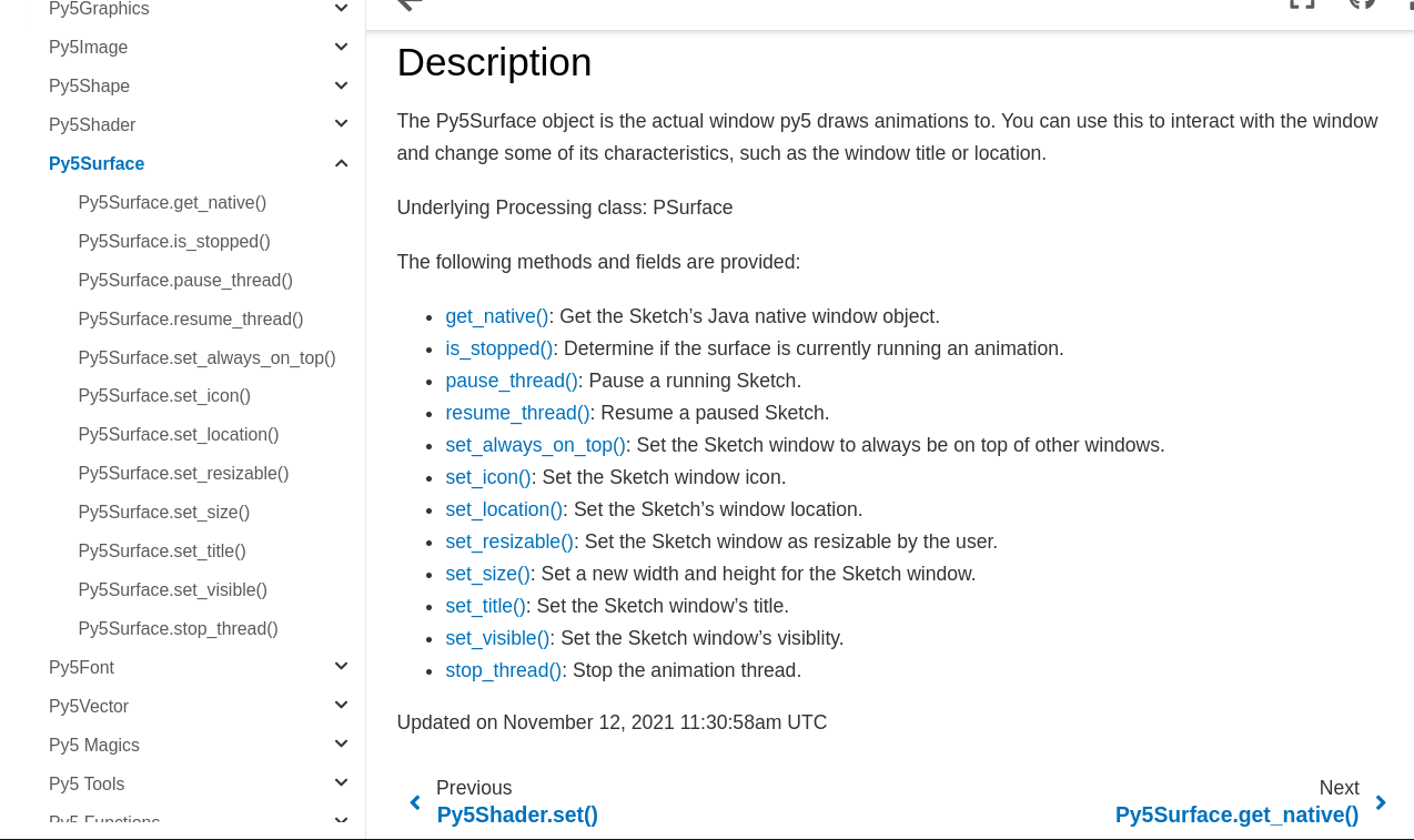 Documentation: could py5.get_surface() be linked in the Py5Surface docs? · Issue #77 · py5coding ...
