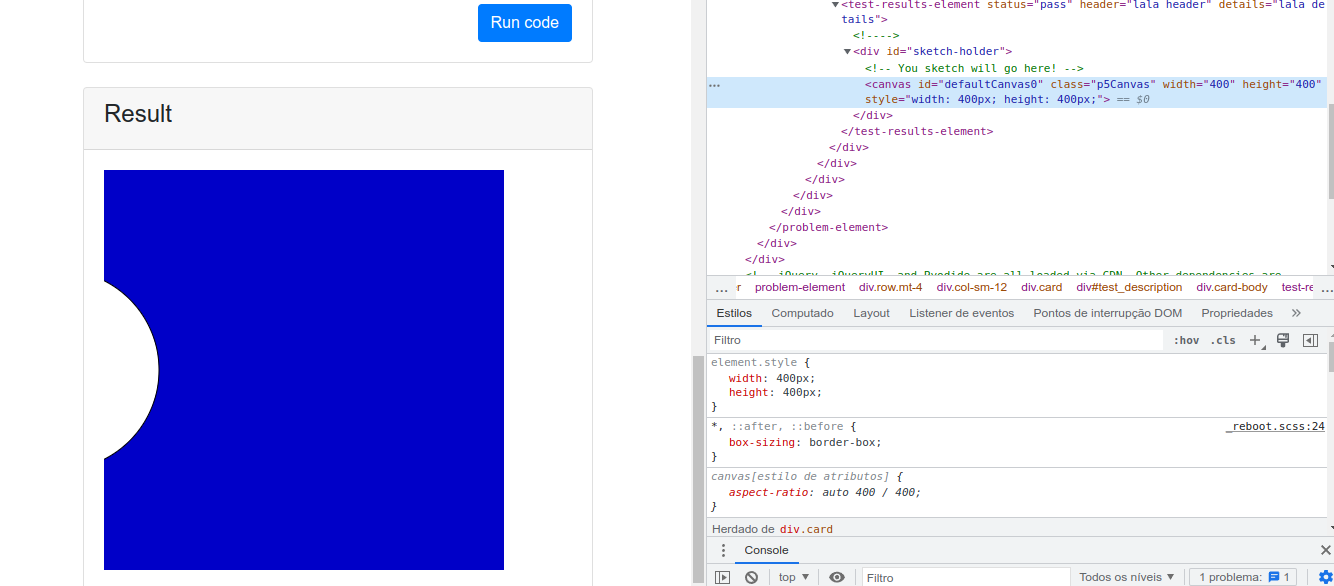 Output result (pyp5js canvas) seems to be placed outside results area ...