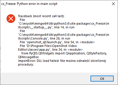 cx_Freeze: Python error in main script // openshot2.4.3 · Issue #2210 · OpenShot/openshot-qt ...
