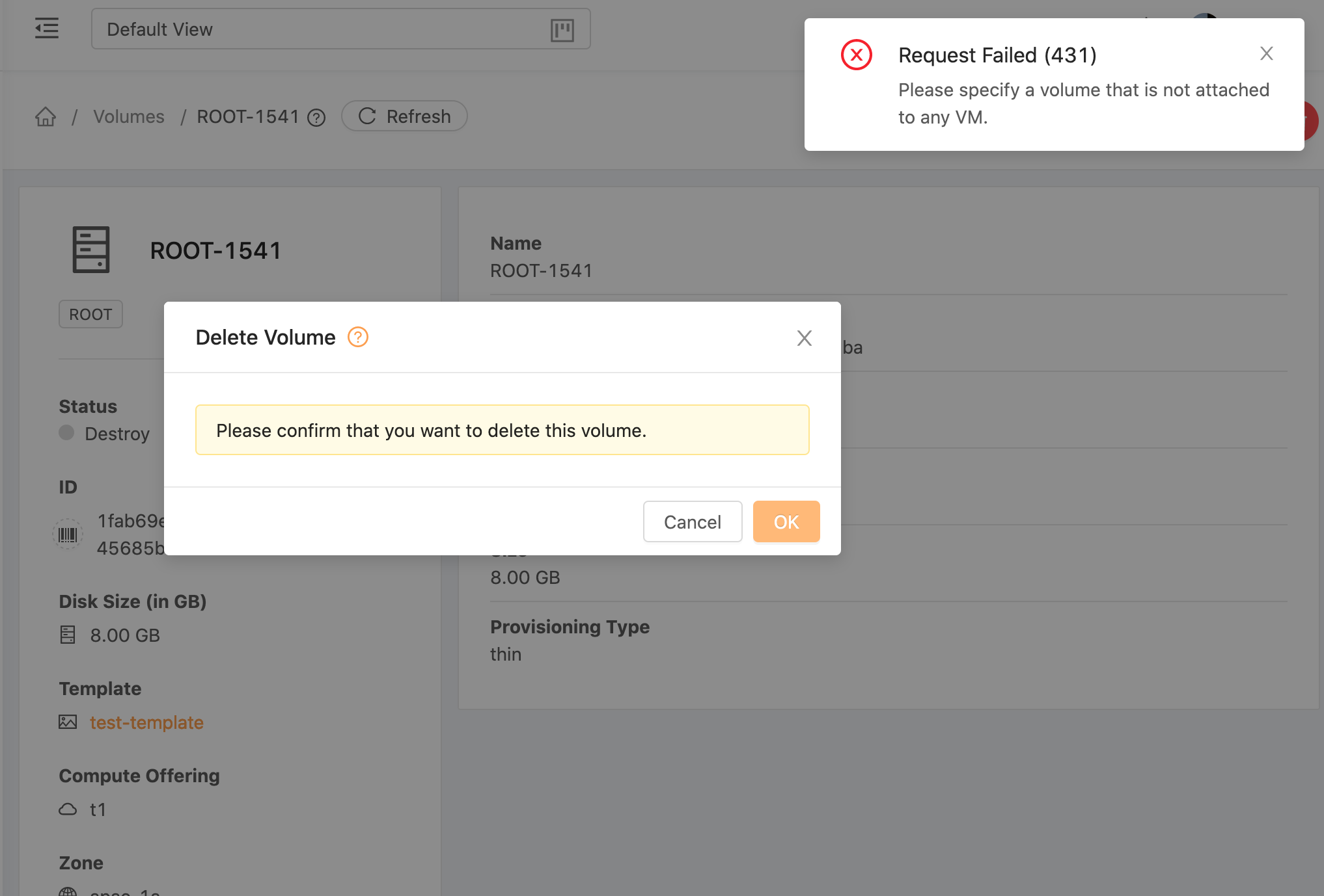 Fail to delete volume left after template removed · Issue #5088 · apache/cloudstack · GitHub